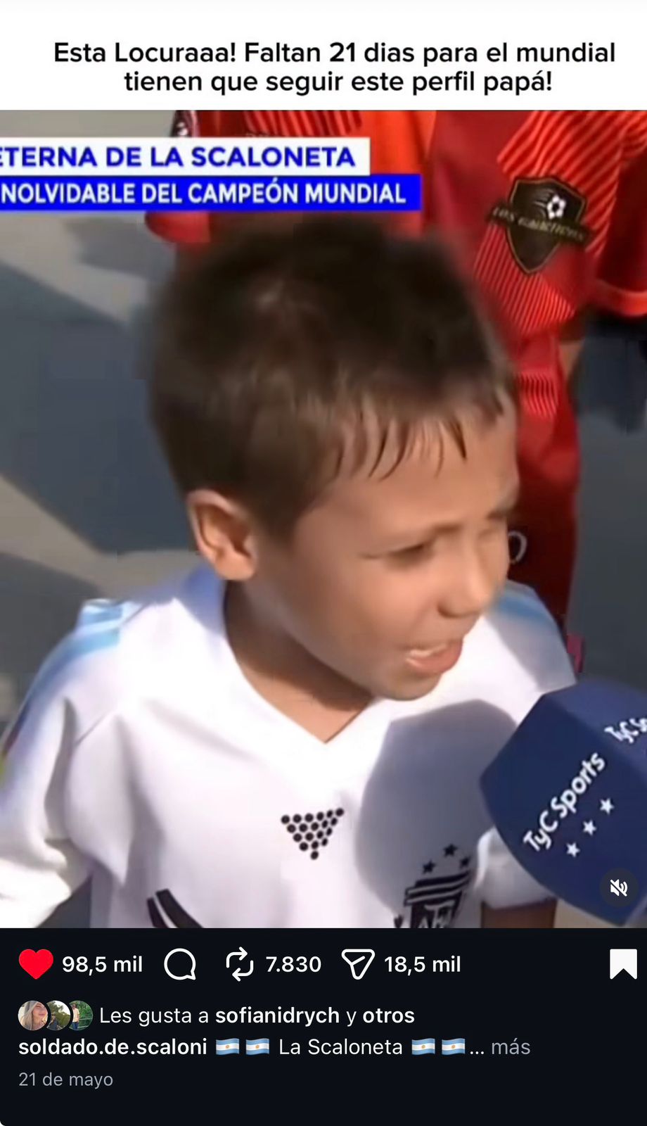 "La pucha mae vamo' Argentina": video viral del niño que más alienta a ...